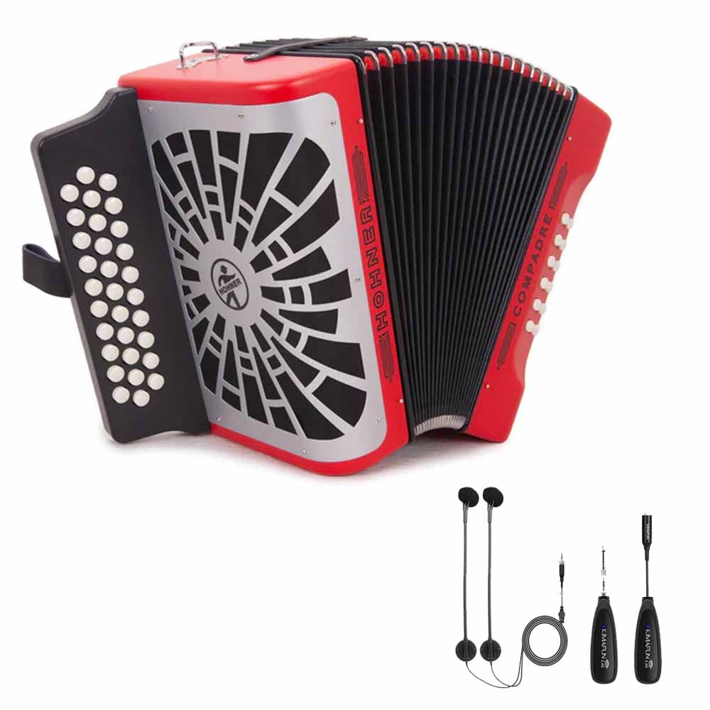 Hohner Compadre EAD Red Matte with Matte Gray Grill with Kimafun